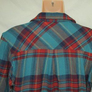 Wrangler | Tops | Wrangler Retro Teal Rust Plaid Flannel Shirt | Poshmark